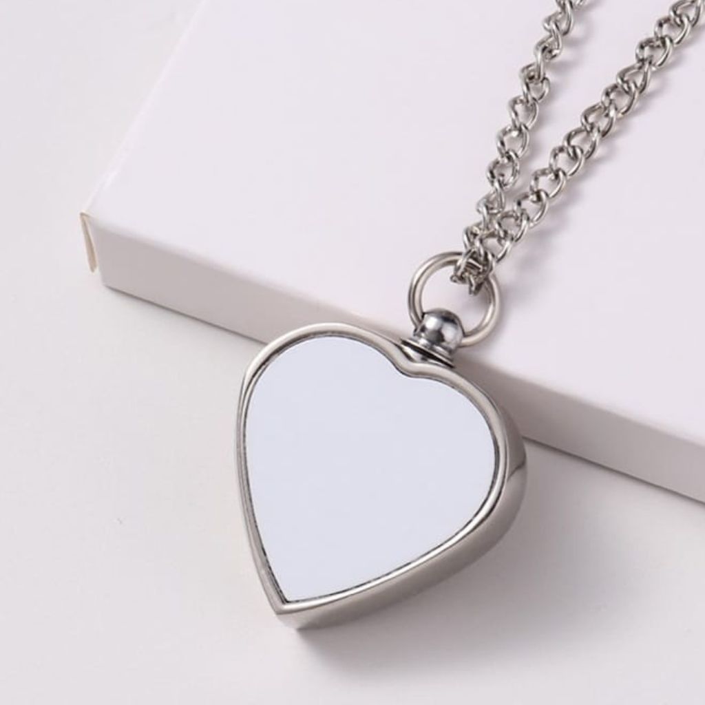 Heart Shaped Ashes Urn Necklace Blank For Sublimation Printing